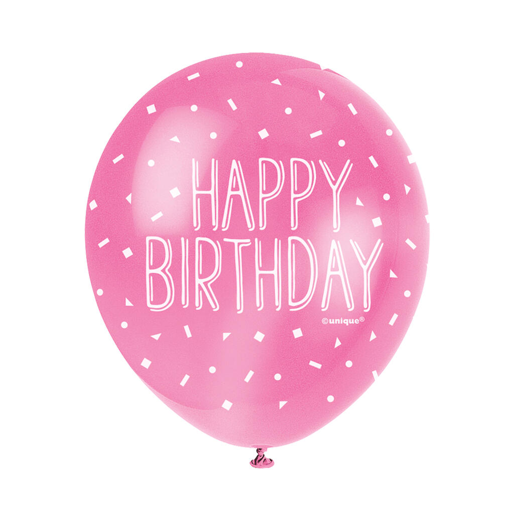 Ballonger Assortert - "Happy Birthday" 30cm - 5pk - Partyland